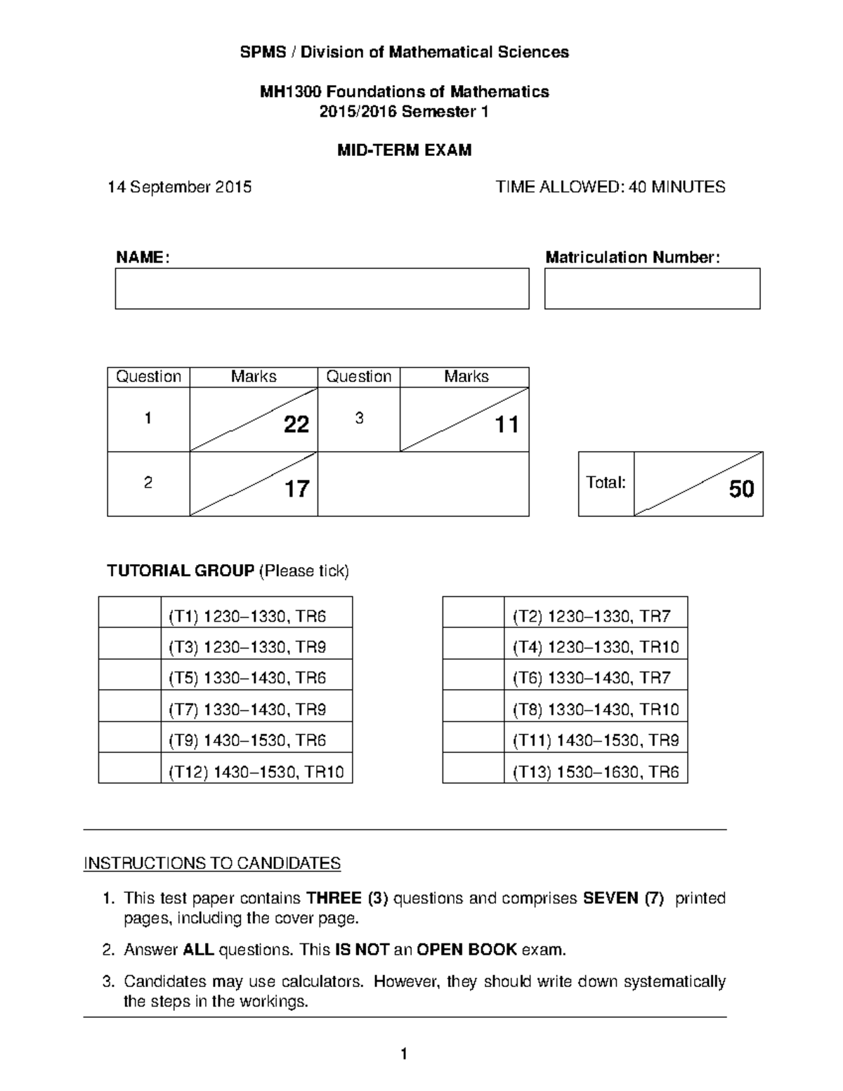 1516 - Mid Term - SPMS / Division of Mathematical Sciences MH1300 ...