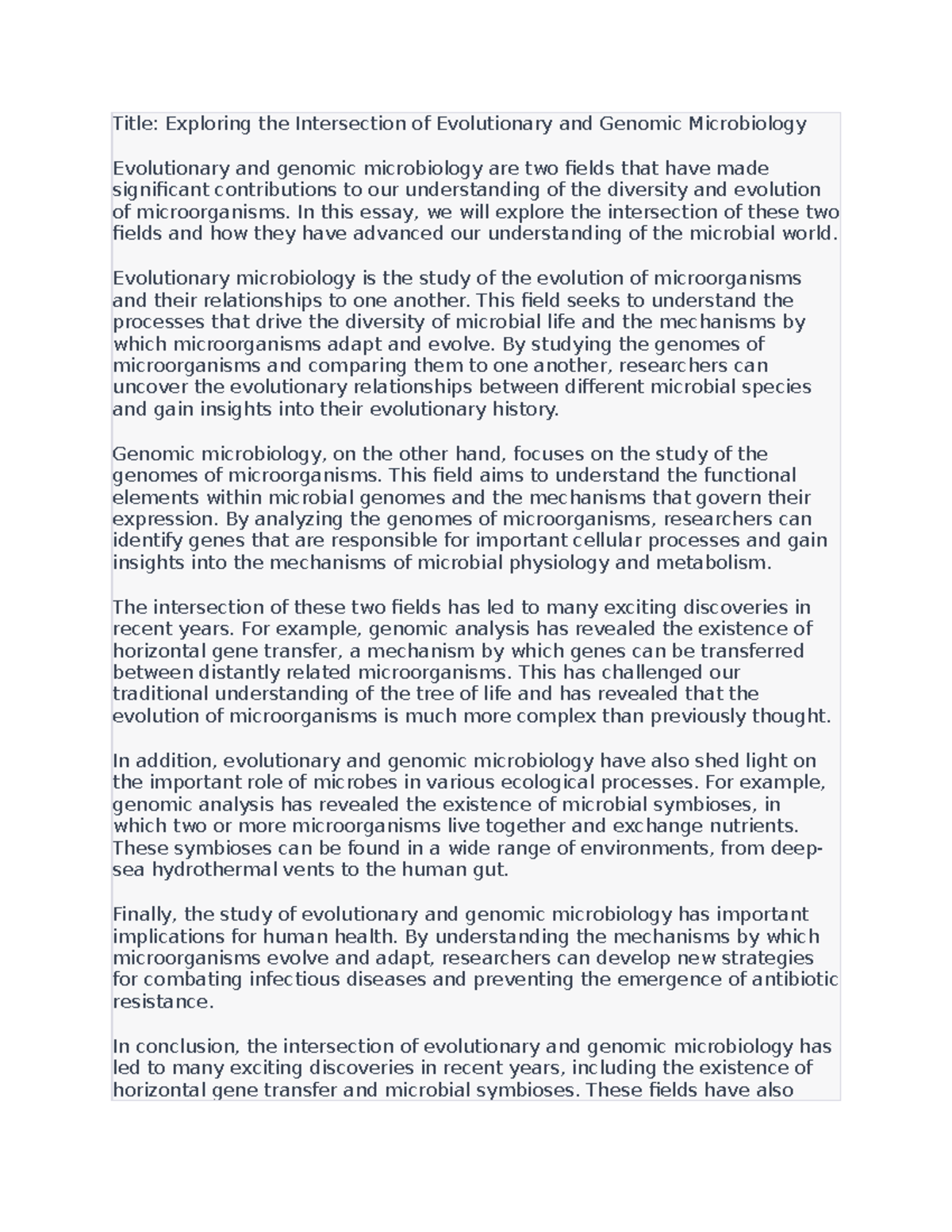 Exploring the Intersection of Evolutionary and Genomic Microbiology ...