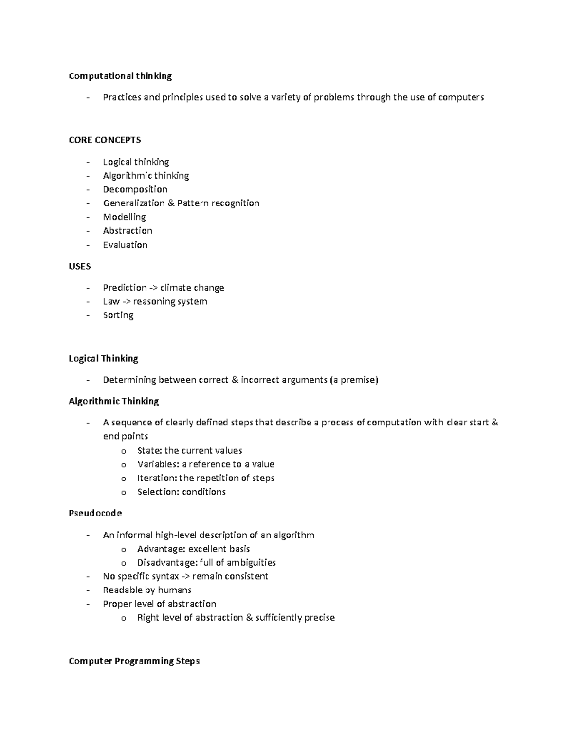 CT Study Guide - Summary for the Computational Thinking course at the ...