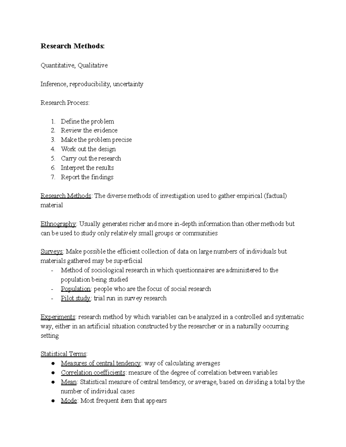 SOC200 Chapter 2 Notes - Research Methods : Quantitative, Qualitative ...