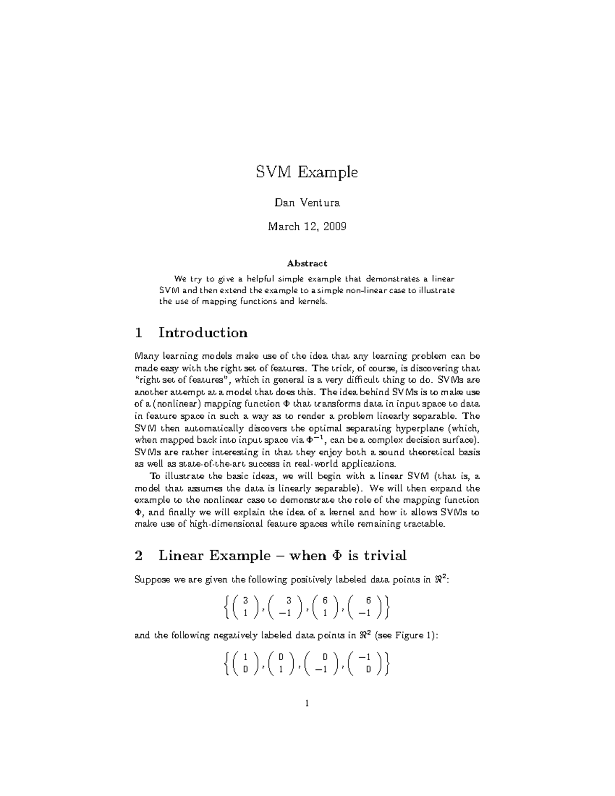 SVM - SVM solved examples - SVM Example Dan Ventura March 12, 2009 Abstract We try to give a ...