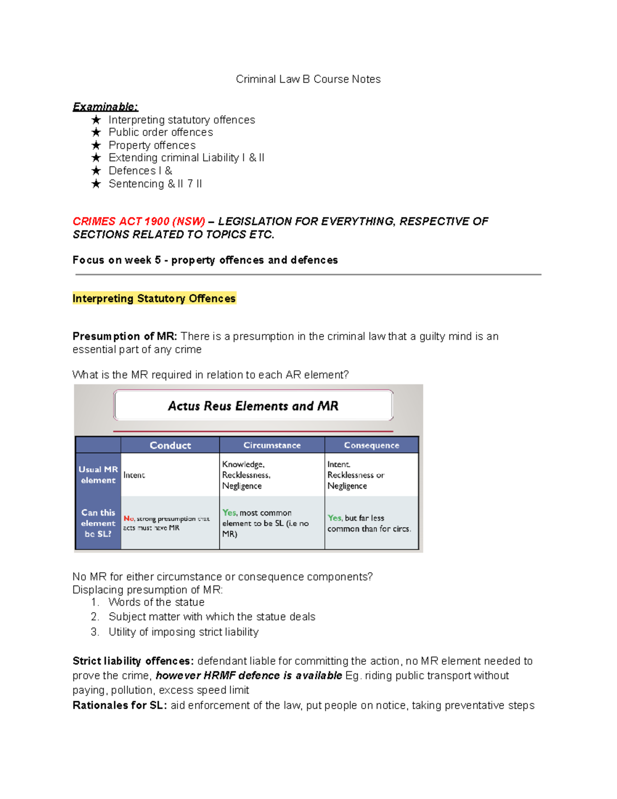 Criminal Law B Full Course Notes - Criminal Law B Course Notes ...