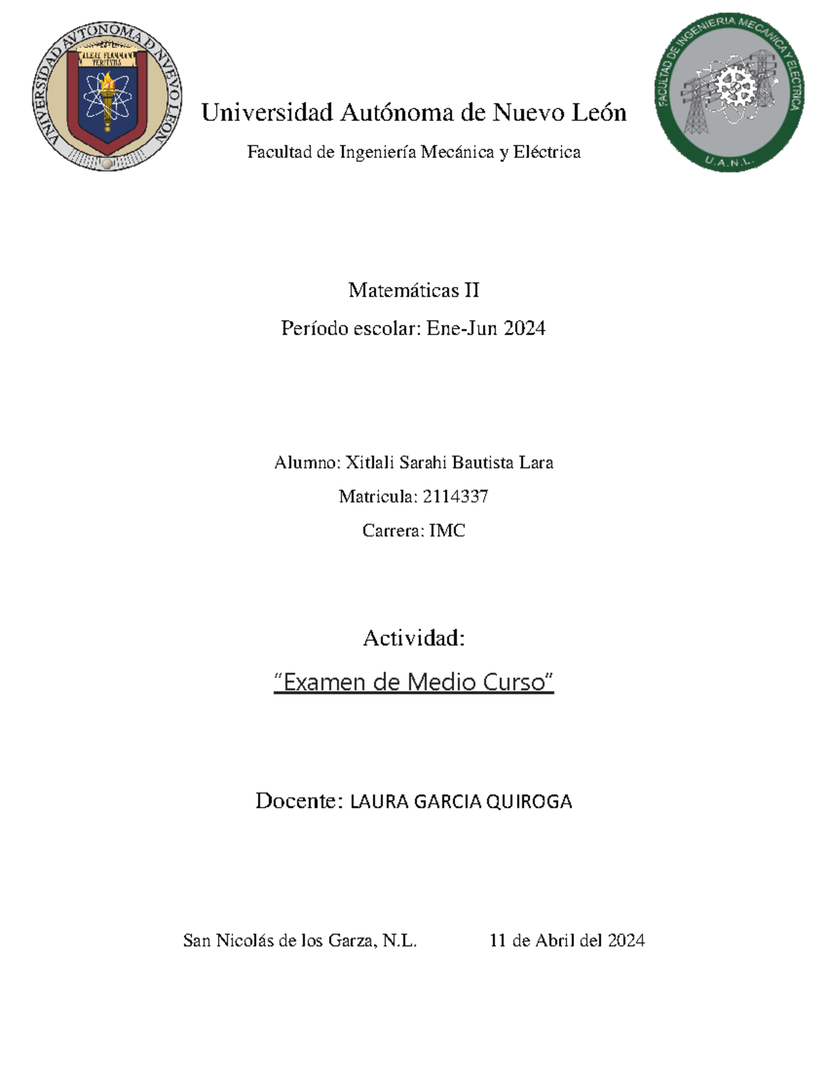 Act. Fun. No.1 CO Examen Medio Curso - La materia y sus ...