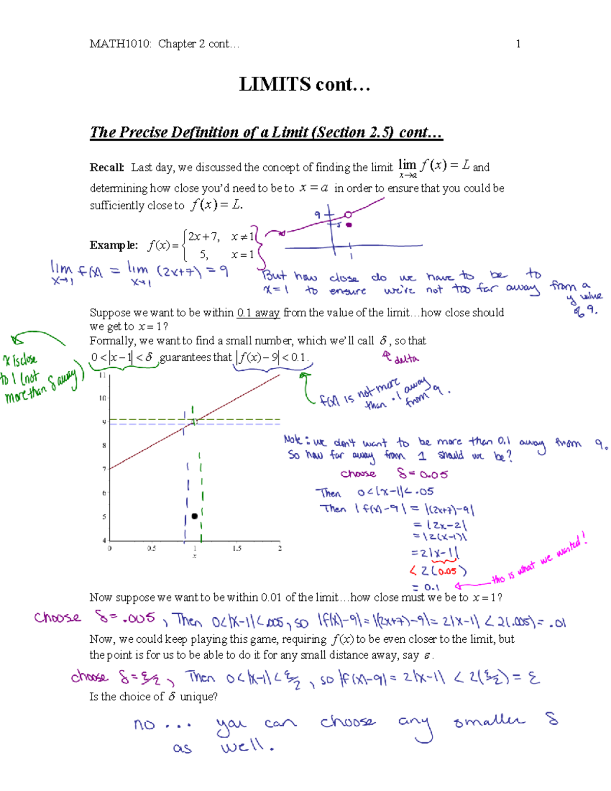 (4th Lecture) 2.5-The Precise Definition of a Limit Continued & 2.4 - Continuity - LIMITS cont ...