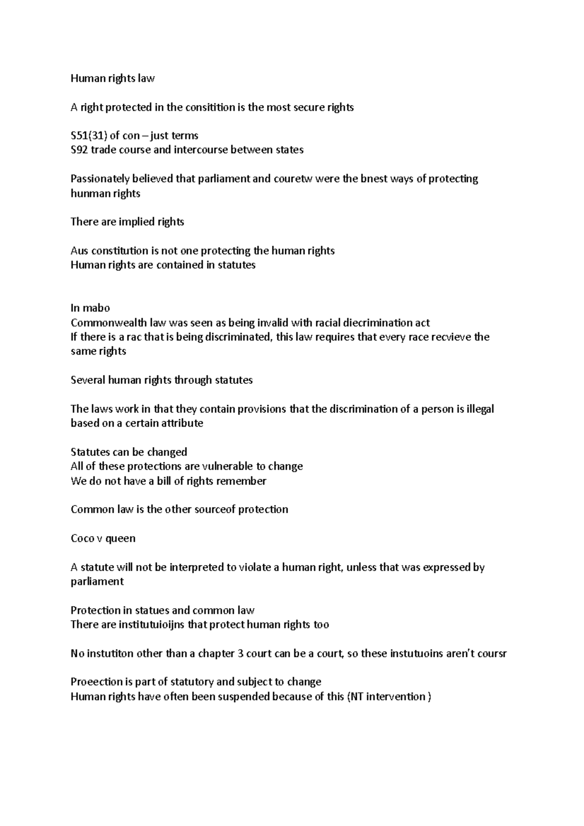 Ppl week 9 human rights - good notes - Human rights law A right ...