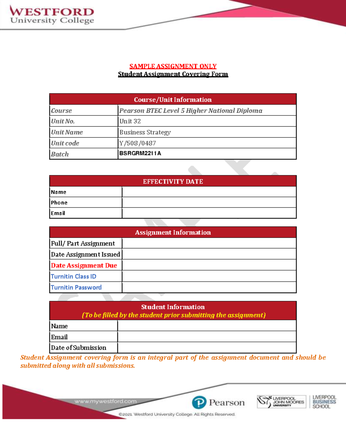 BS Sample Assignment 02 - SAMPLE ASSIGNMENT ONLY Student Assignment ...