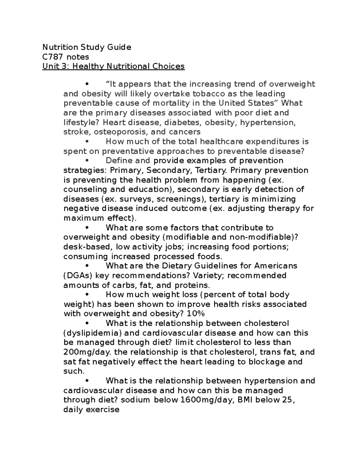 C787 Study Guide-2 - notes - Nutrition Study Guide C787 notes Unit 3 ...