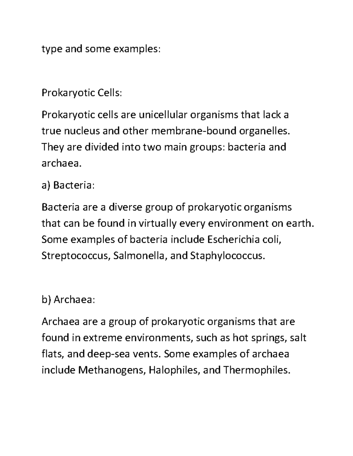 Types of prokaryotes and eukaryotes part 2 - type and some examples ...