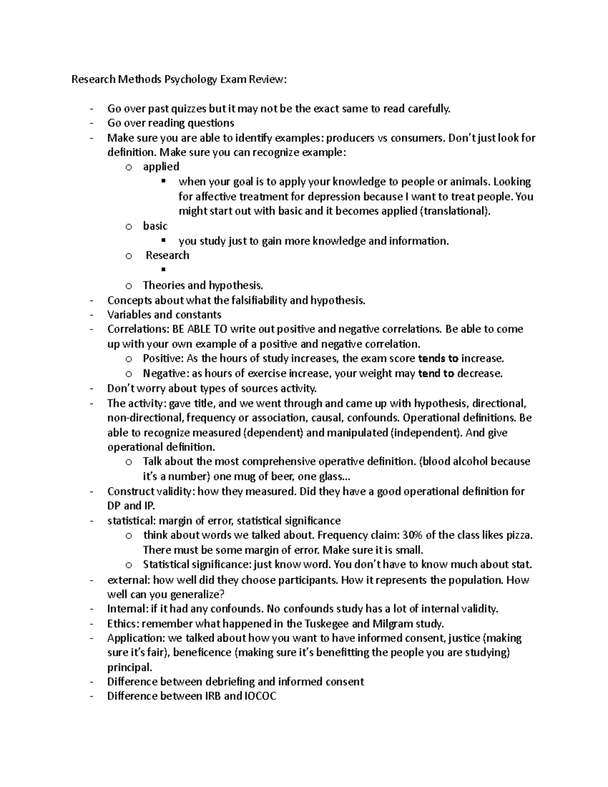 Research Methods Psychology Exam Review copy - Research Methods ...