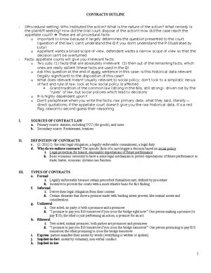 Contracts Handout and UCC Chart combined - CONTRACTS MNEMONICS 1) The ingredients for a valid ...