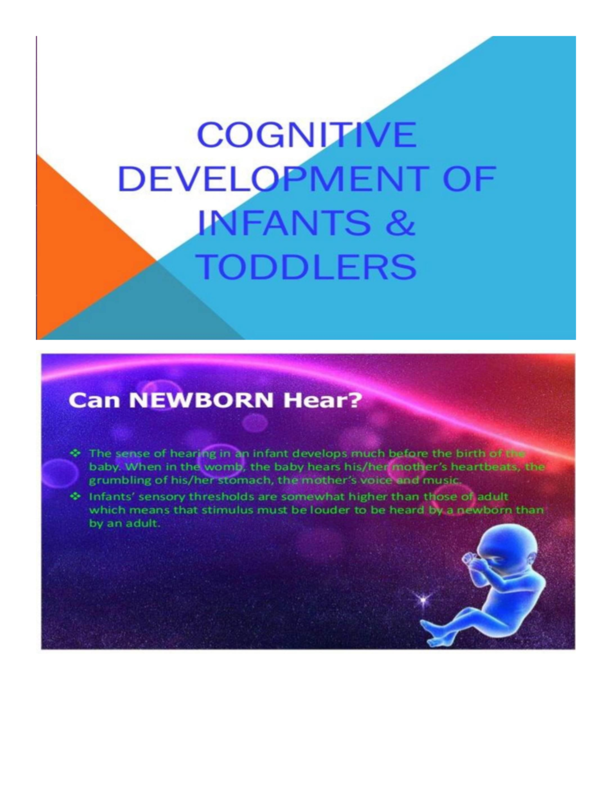 Cognitive Development of Infant and Toddlers - Education - Studocu