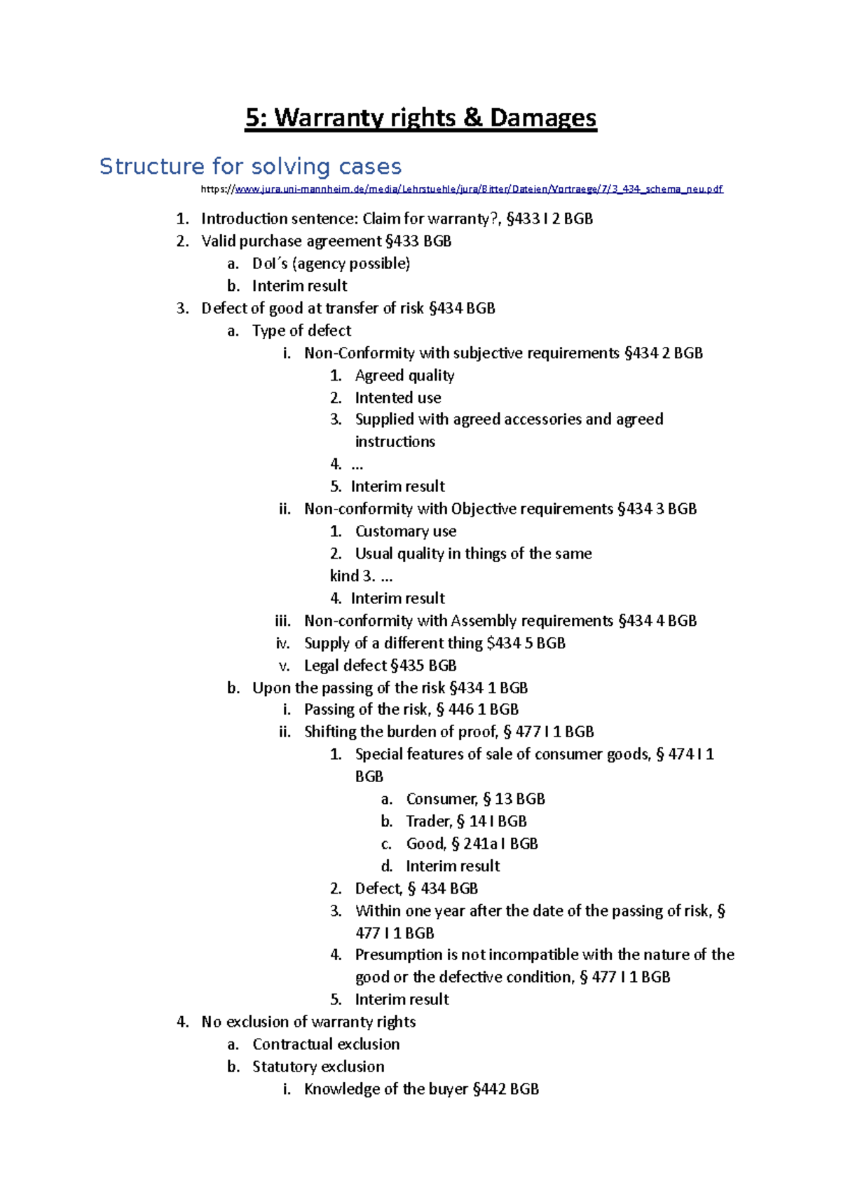Summary Warranty rights-damages BSI WS21 22 - 5: Warranty rights ...