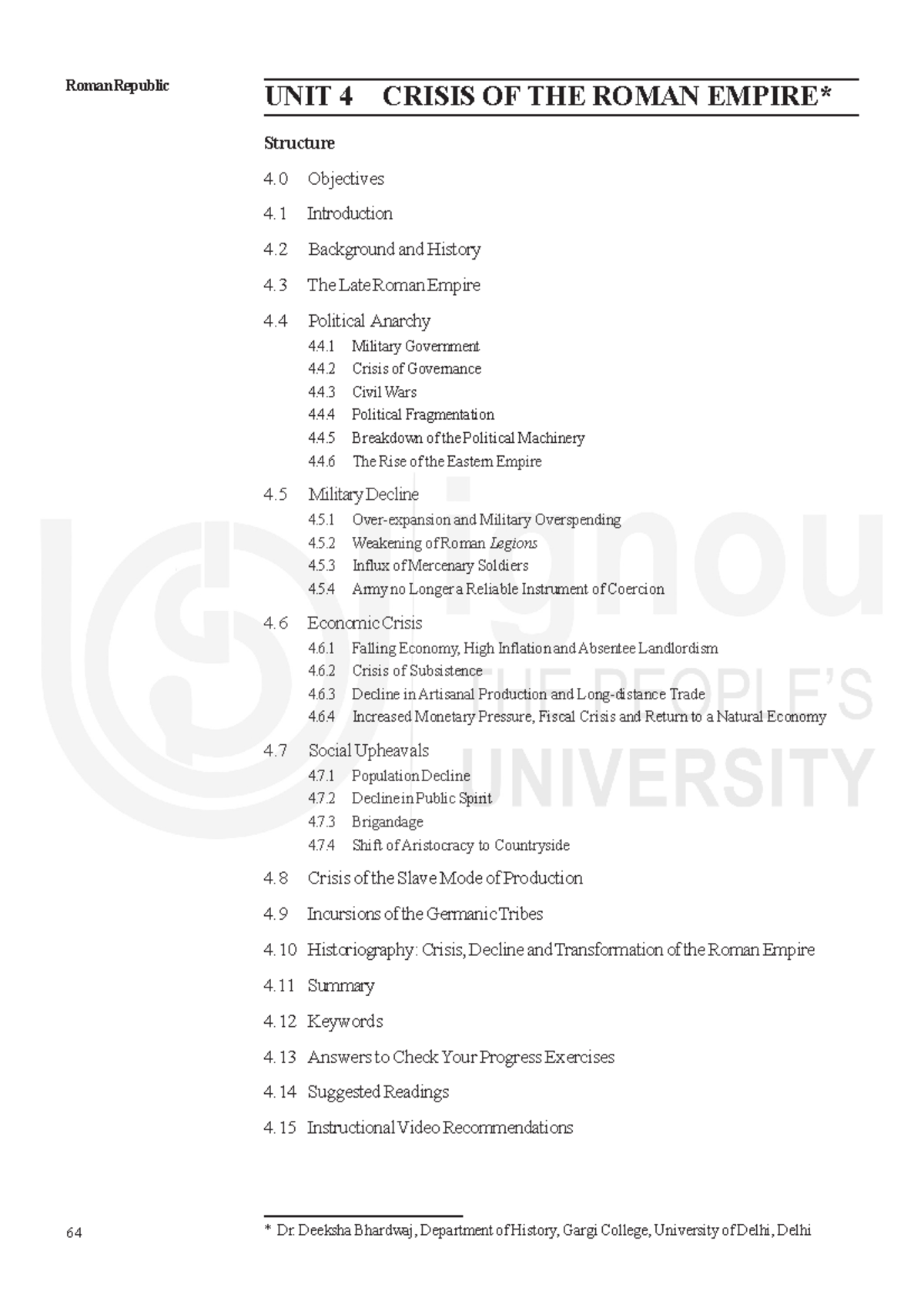 Unit-4 - History - Roman Republic UNIT 4 CRISIS OF THE ROMAN EMPIRE ...
