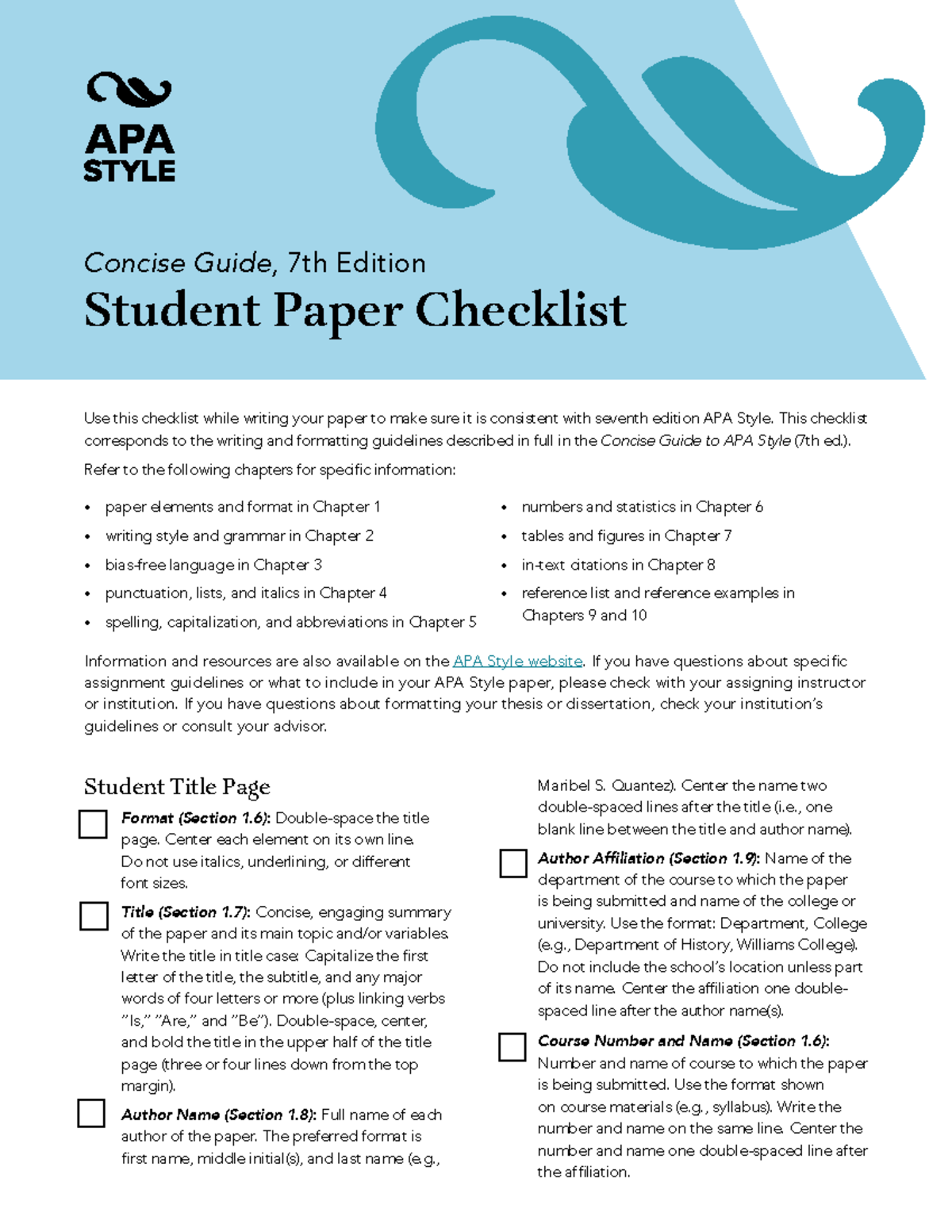 APA Guide - How to write a paper - Concise Guide, 7th Edition Student ...