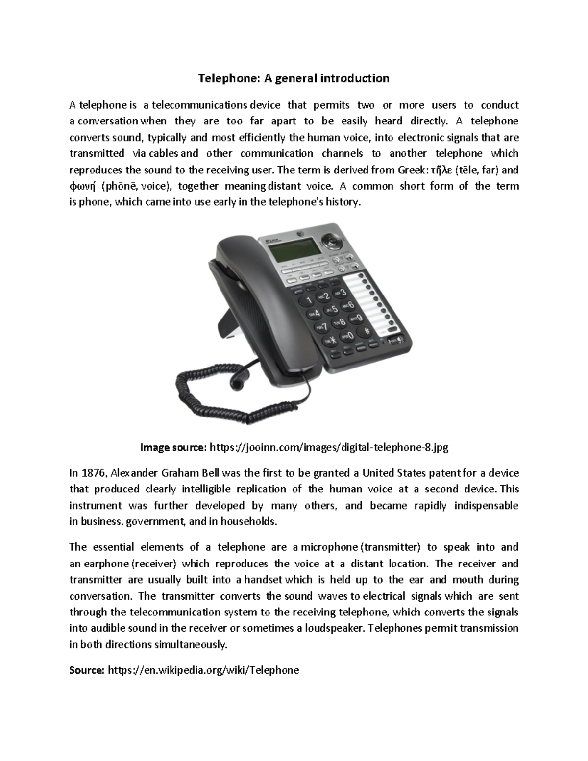 Telephone - A telephone converts sound, typically and most efficiently ...