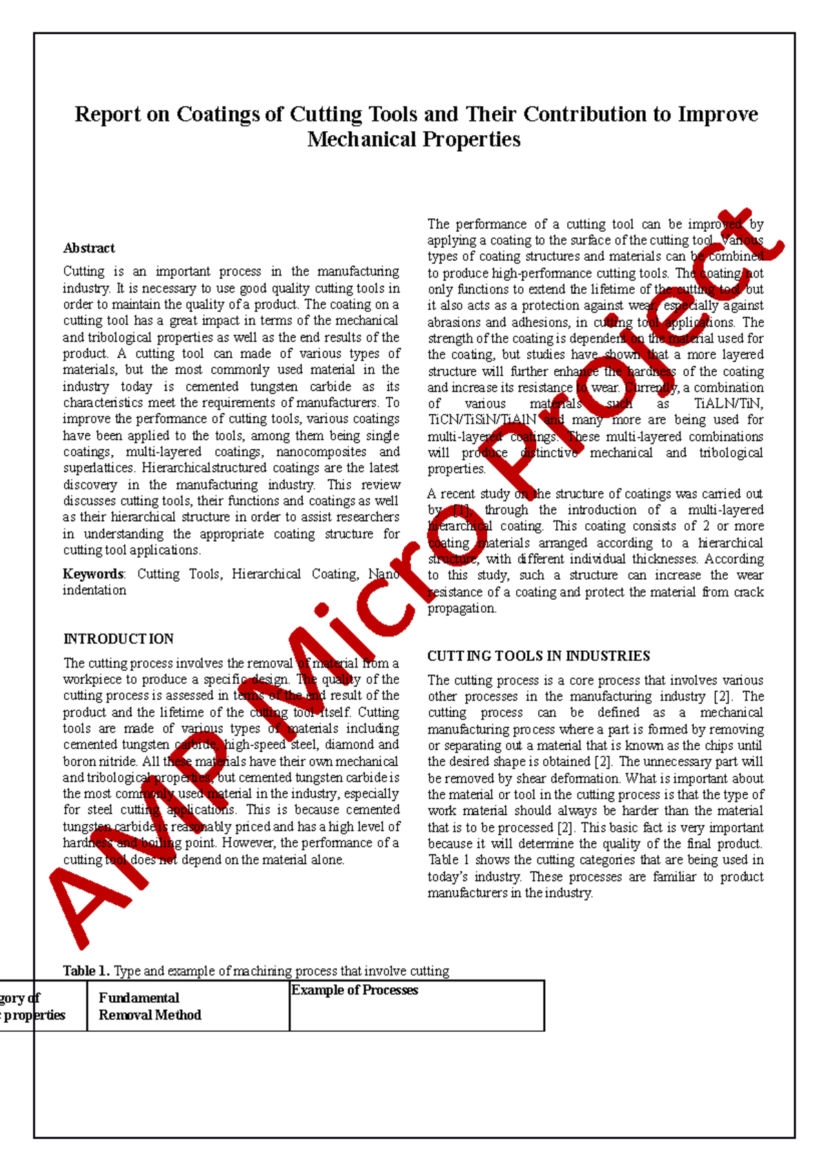 AMP MP - a full report on Advanced Manufacturing process project ...