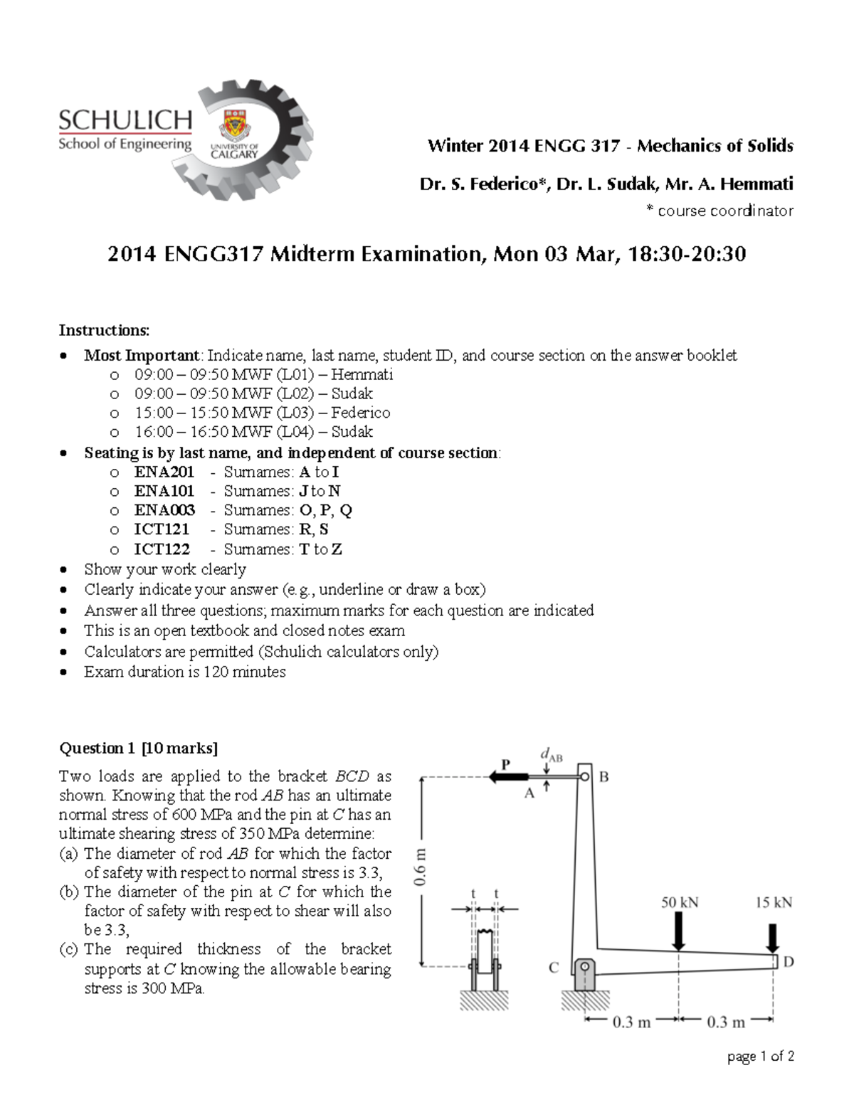 2014 ENGG317 Midterm Solution - page 1 of 2 Winter 2014 ENGG 317 ...