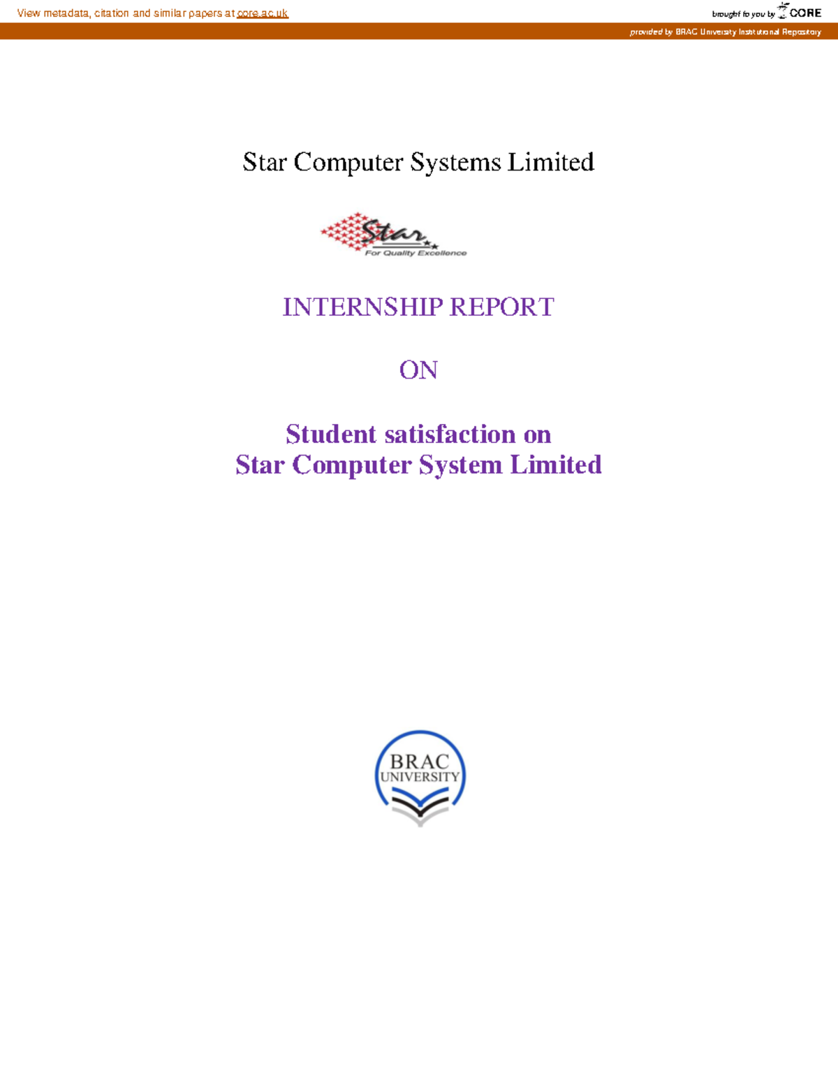 Reference - Star Computer Systems Limited INTERNSHIP REPORT ON Student ...