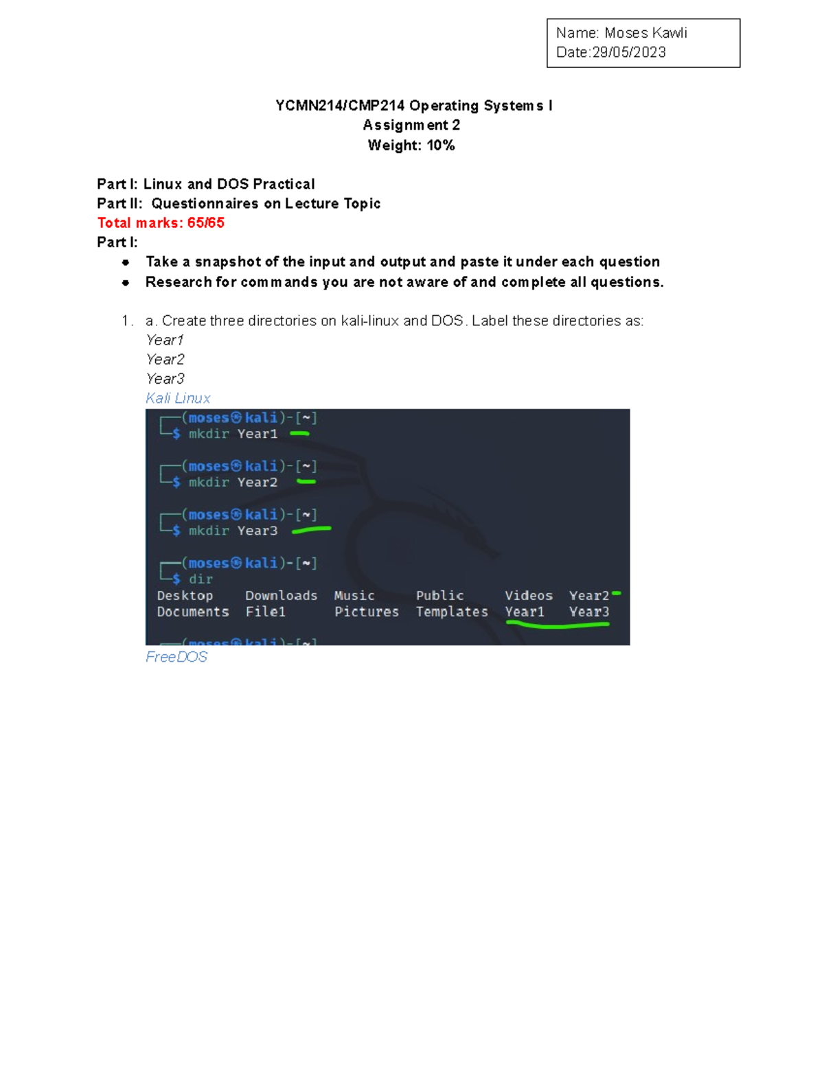 Mkawli a2 marked - Operating System - YCMN214/CMP214 Operating Systems ...