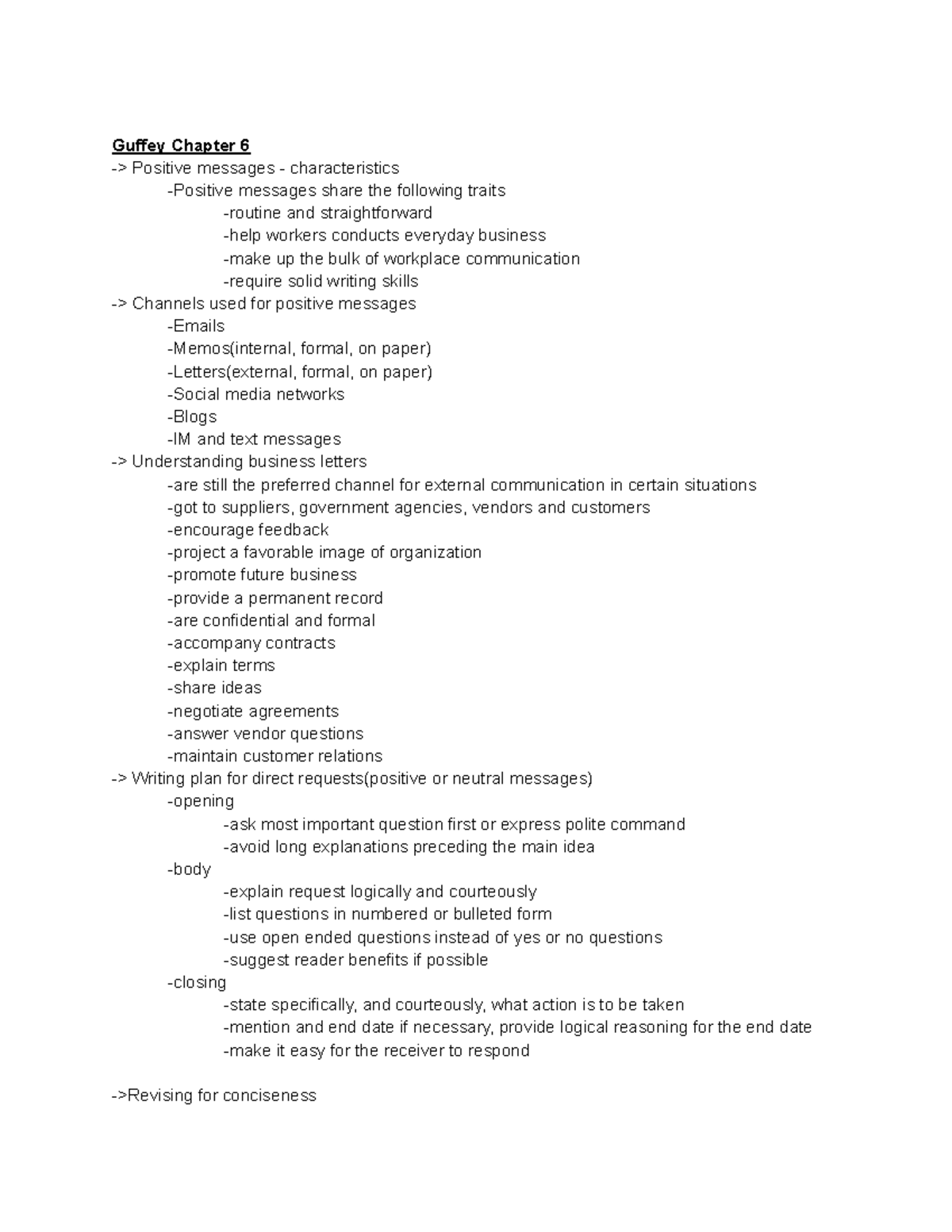 BUS260 Ch 6 Notes - Guffey Chapter 6 -> Positive messages ...