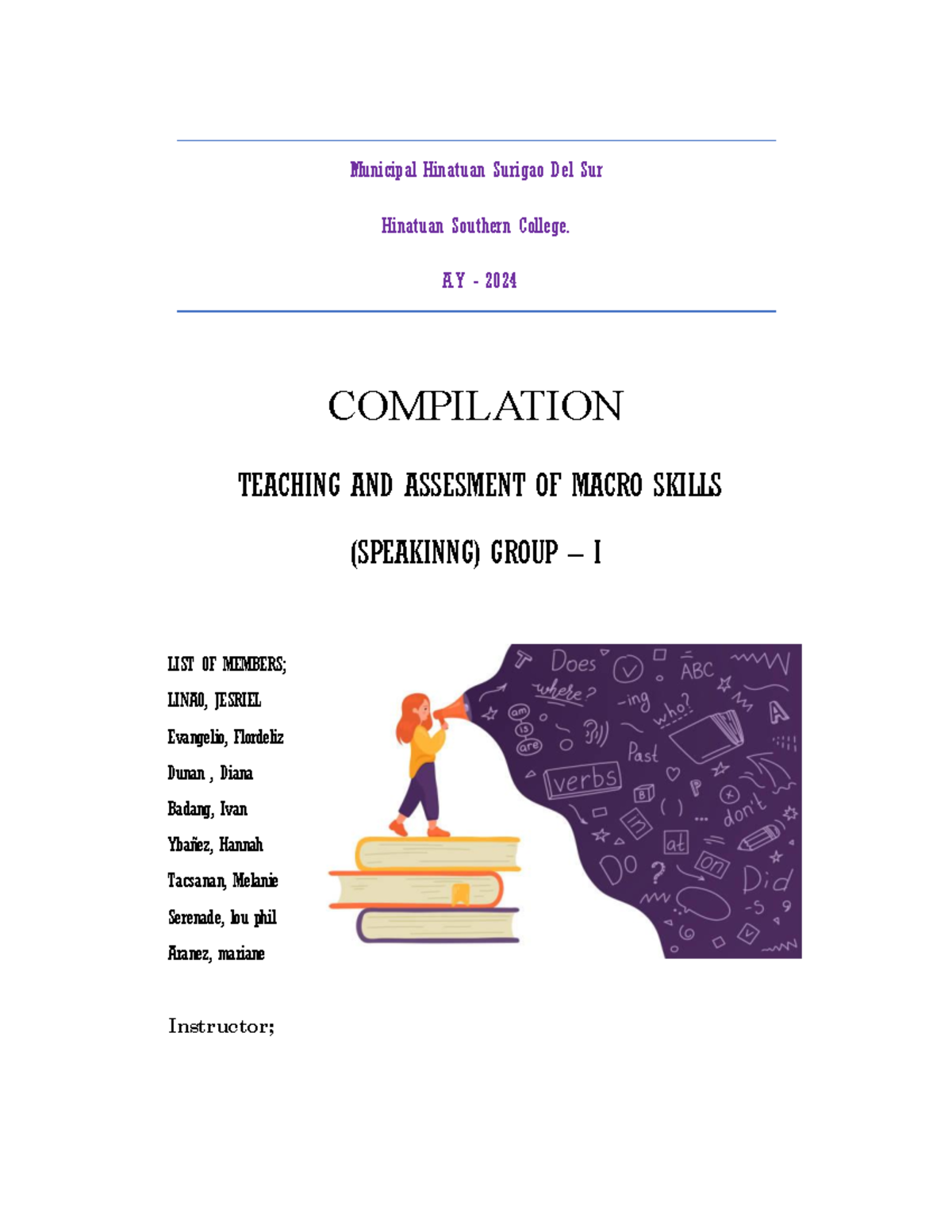 Speaking Temporay - helpful - Municipal Hinatuan Surigao Del Sur Hinatuan Southern College. A ...