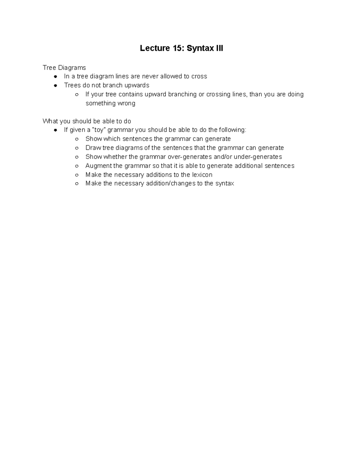 Intro To Linguistics Jelena Krivokapić Lecture 15 Syntax Iii Lecture 15 Syntax Iii Tree