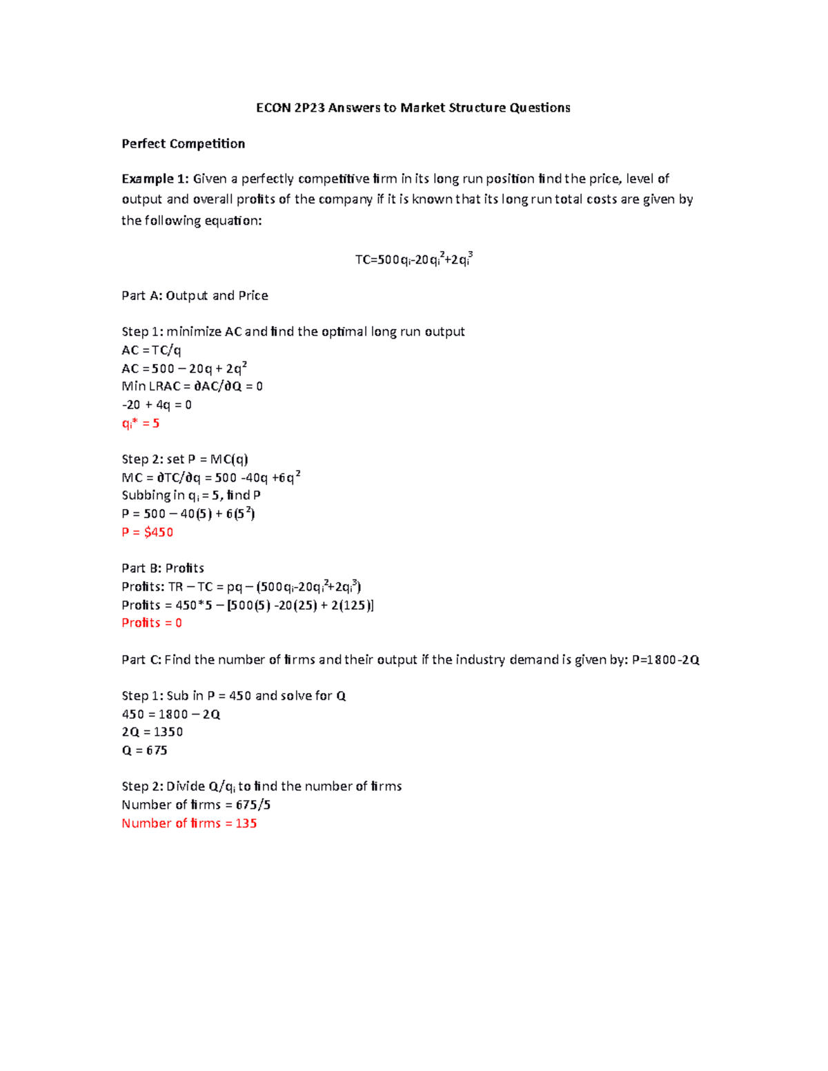 Market structure questions 2021 - ECON 2P23 Answers to Market Structure ...