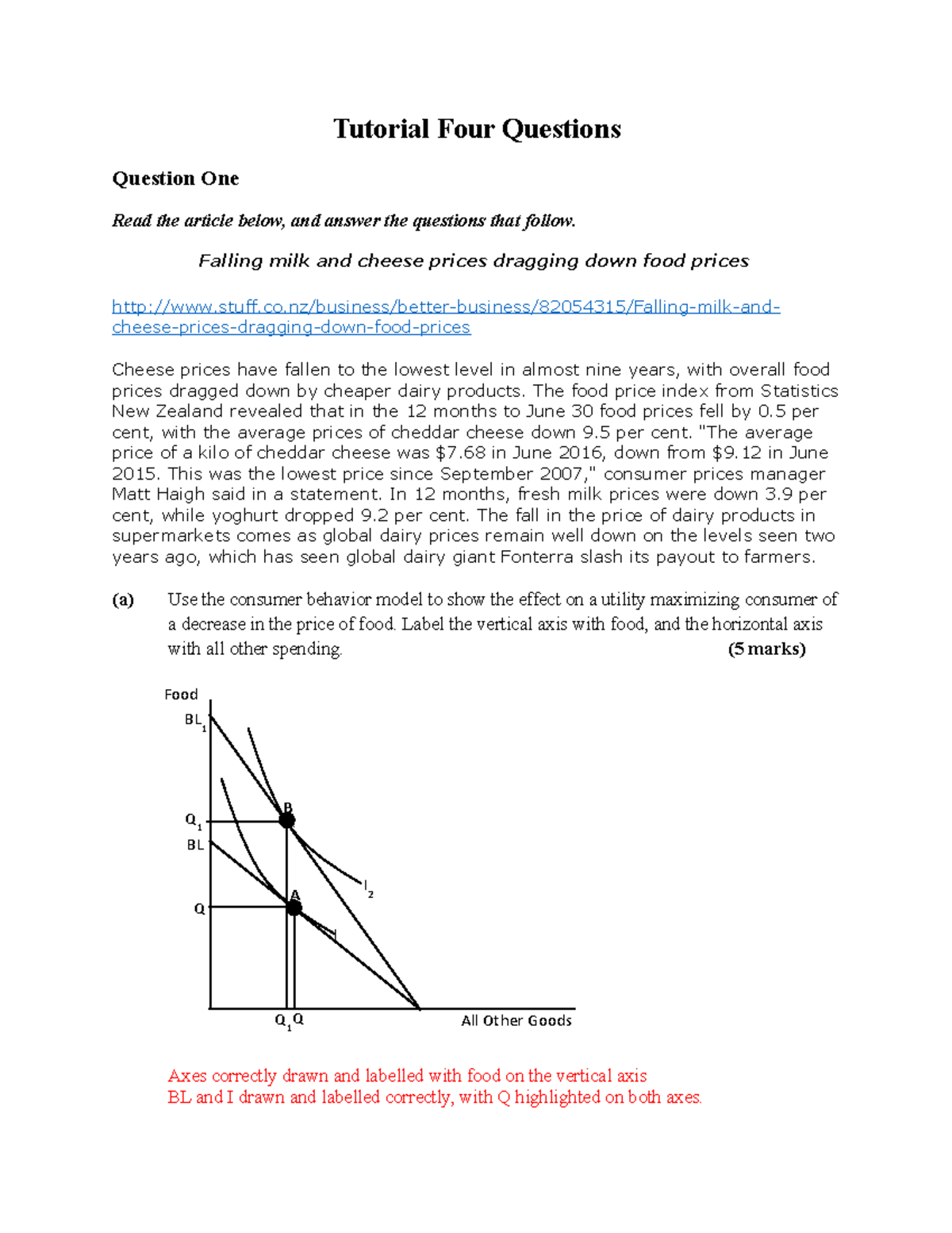 ECON104 T4 - Tutorial Four Questions Question One Read the article ...