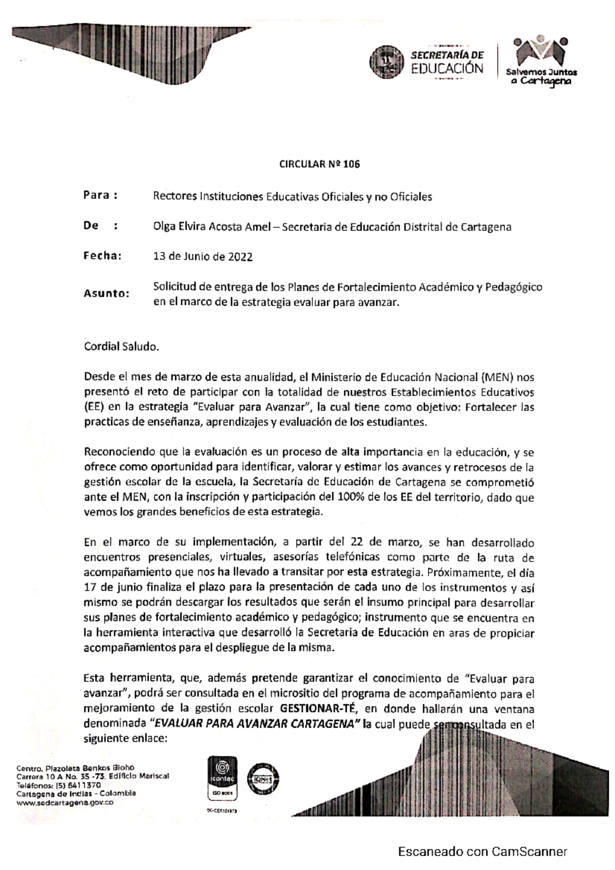 Circular No. 106 - Documento - Gerencia social - Studocu