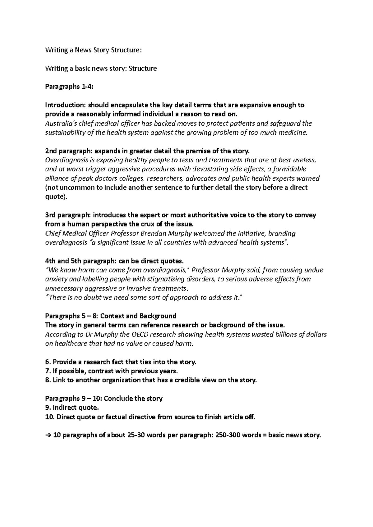 Writing a News Story Structure - Writing a News Story Structure ...