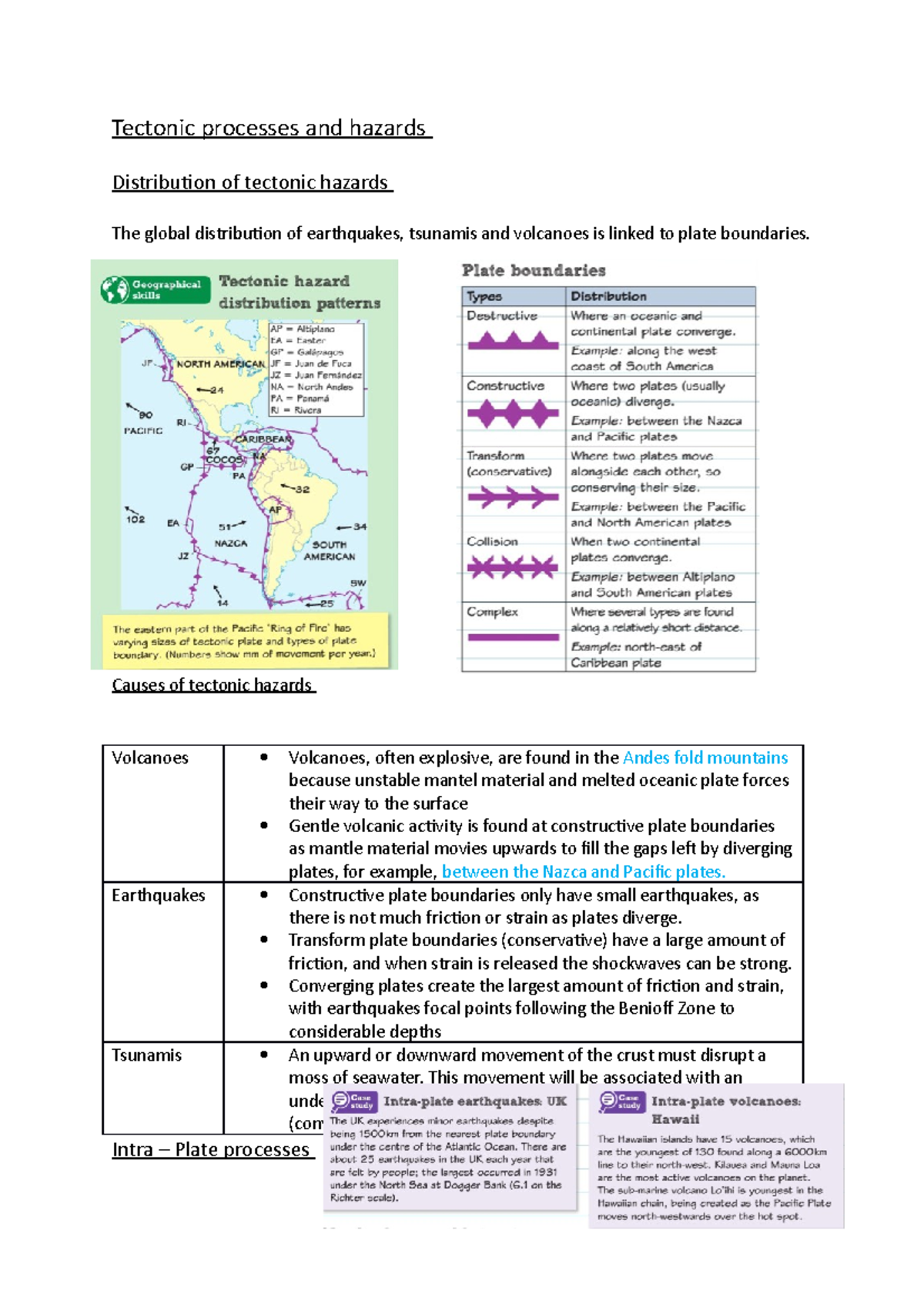 Tectonic processes and hazards - Tectonic processes and hazards ...