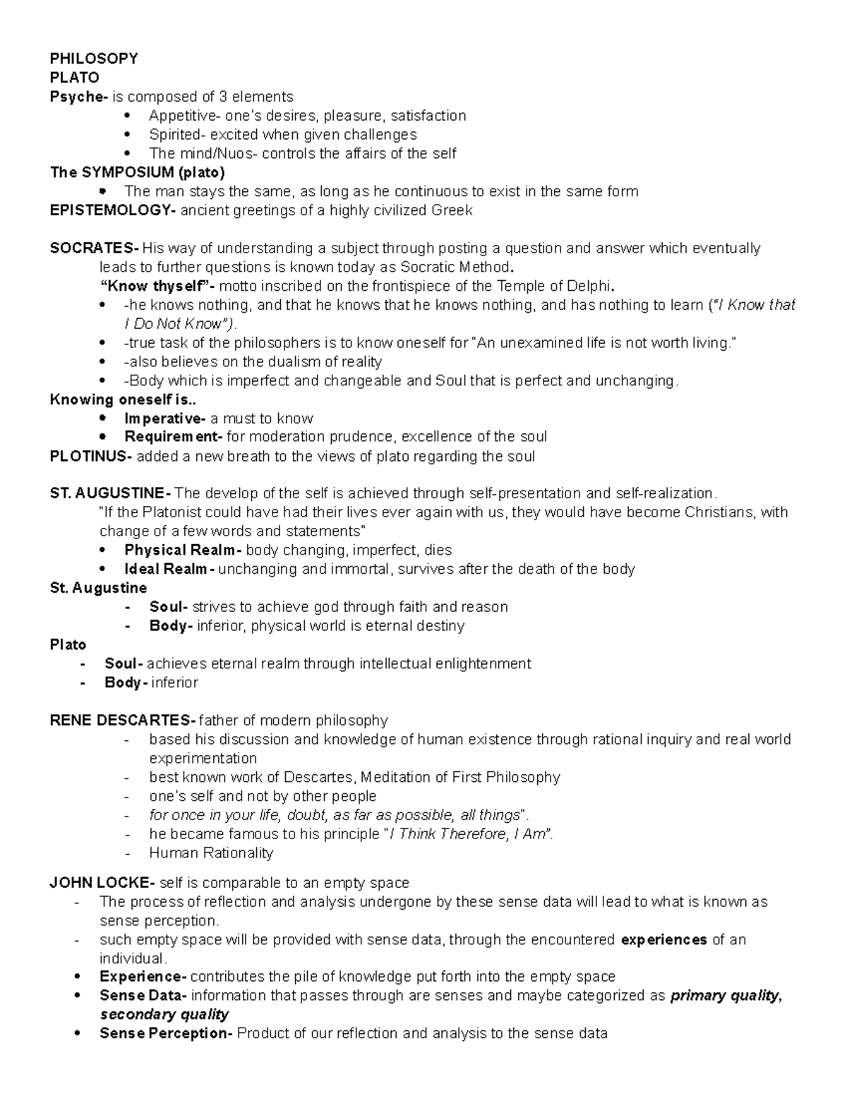 Understanding The Self Reviewer - PHILOSOPY PLATO Psyche- is composed ...