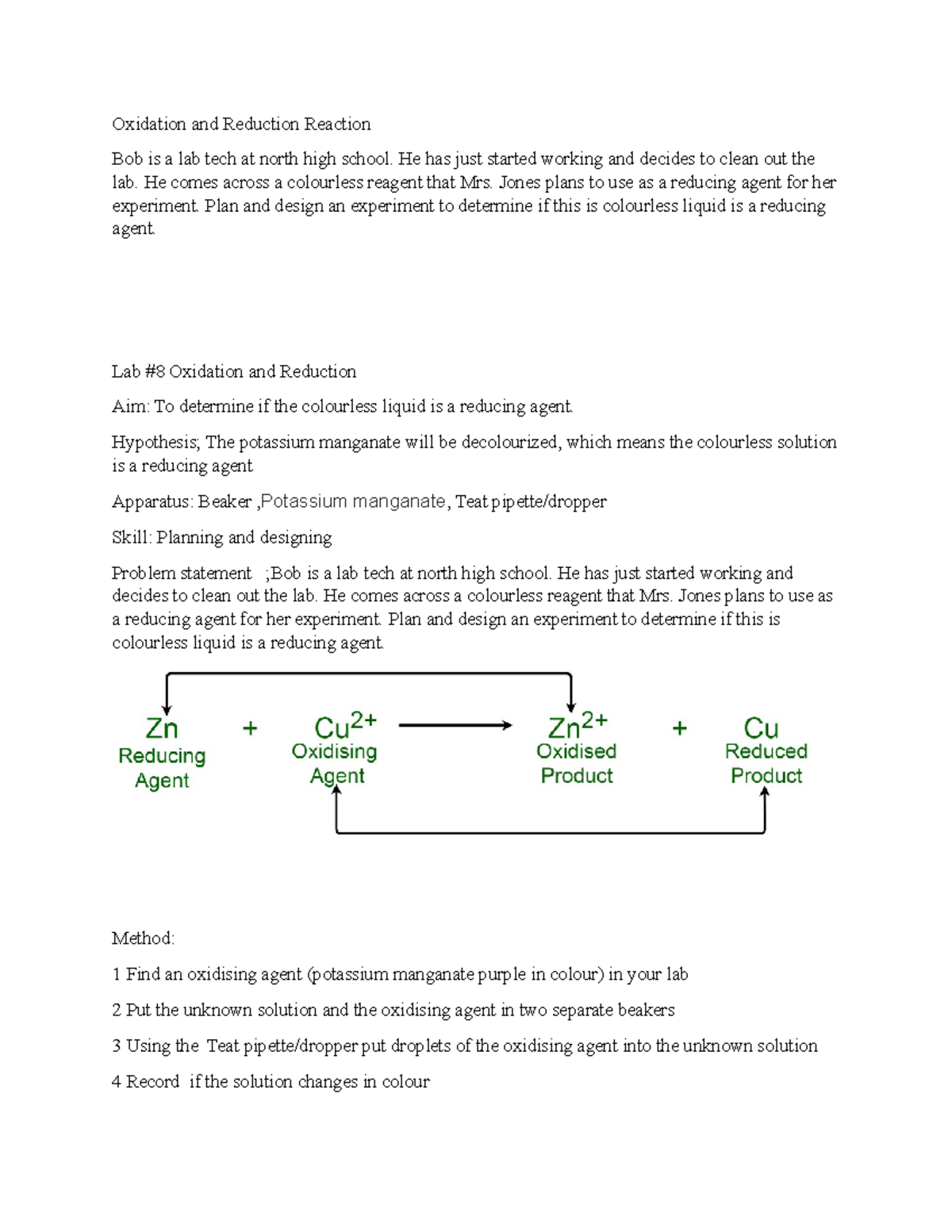 Oxidation and Reduction Reaction - He has just started working and ...