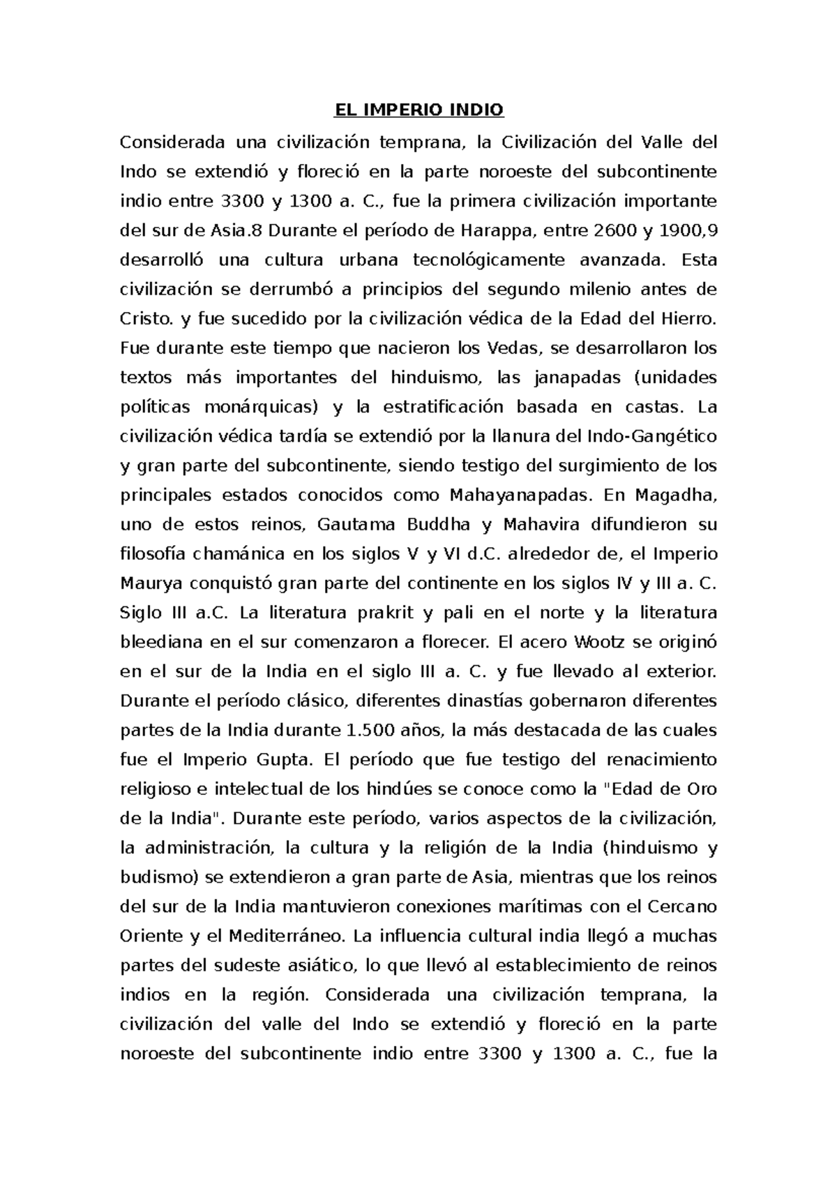 EL Imperio Indio - Deber - EL IMPERIO INDIO Considerada una ...