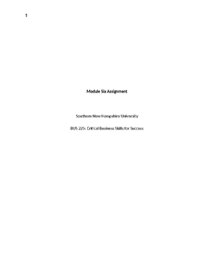 BUS225 Module Four Assignment 2 - Module Four Assignment Southern New ...