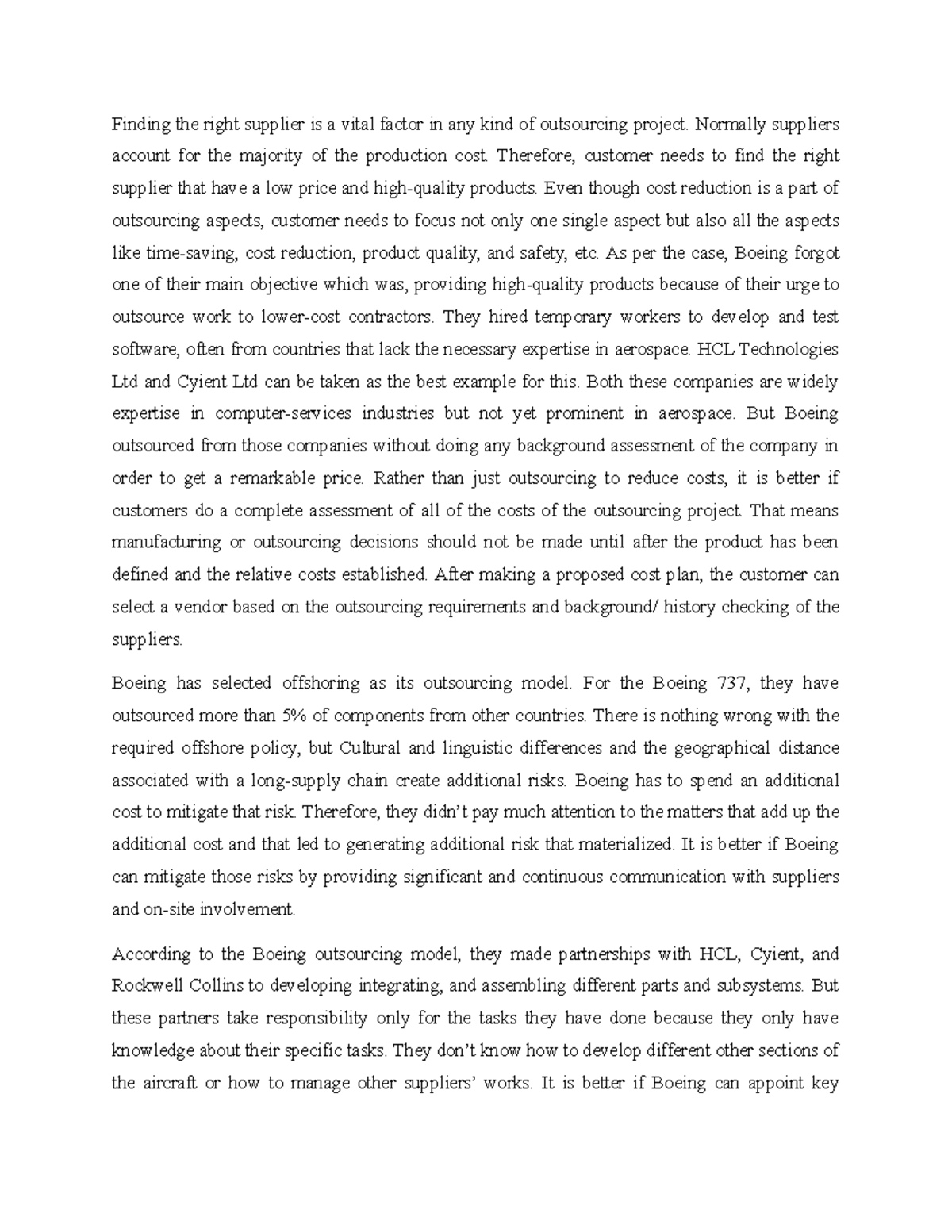 BPO 1 - This is a summary report of outsourcing - Finding the right ...