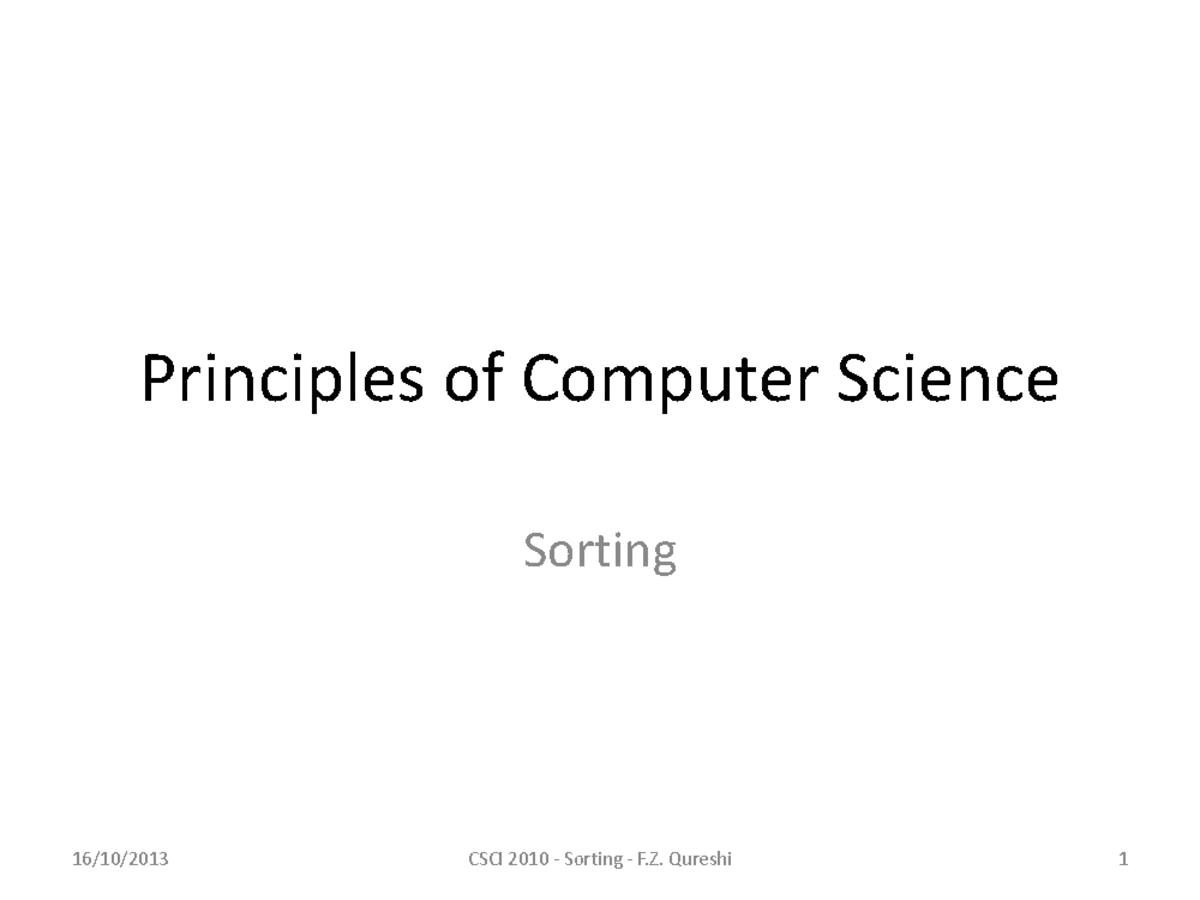 Lecture Slides Lecture 15 17 Sorting Binary Search And Binary Trees