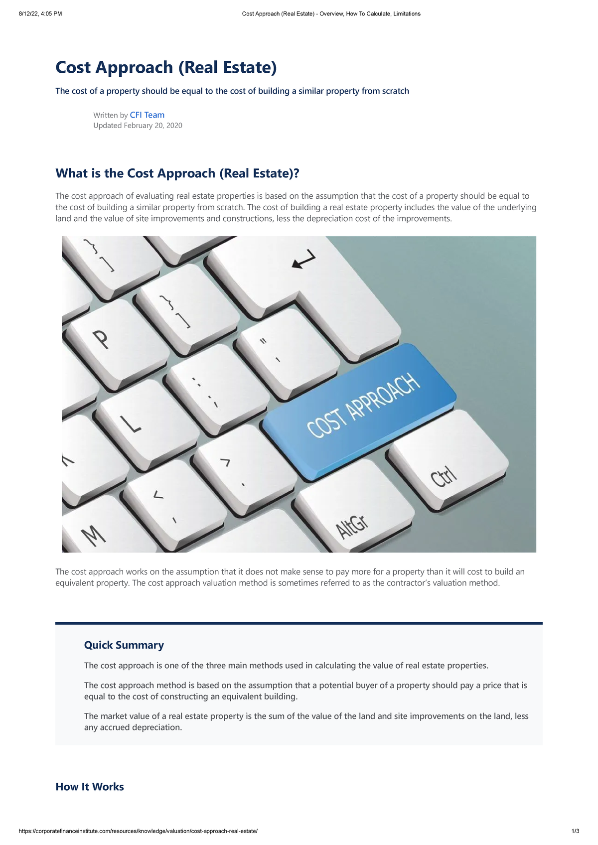 Cost Approach (Real Estate) - Overview, How To Calculate, Limitations ... Cost Approach (Real Estate) - Overview, How To Calculate, Limitations ...