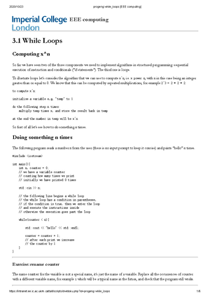 2 - programming - EEE computing 2 Case study: Unit Conversion We want ...