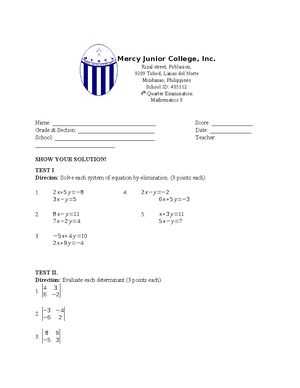 MATH 7 4TH Quarter EXAM - Name ...