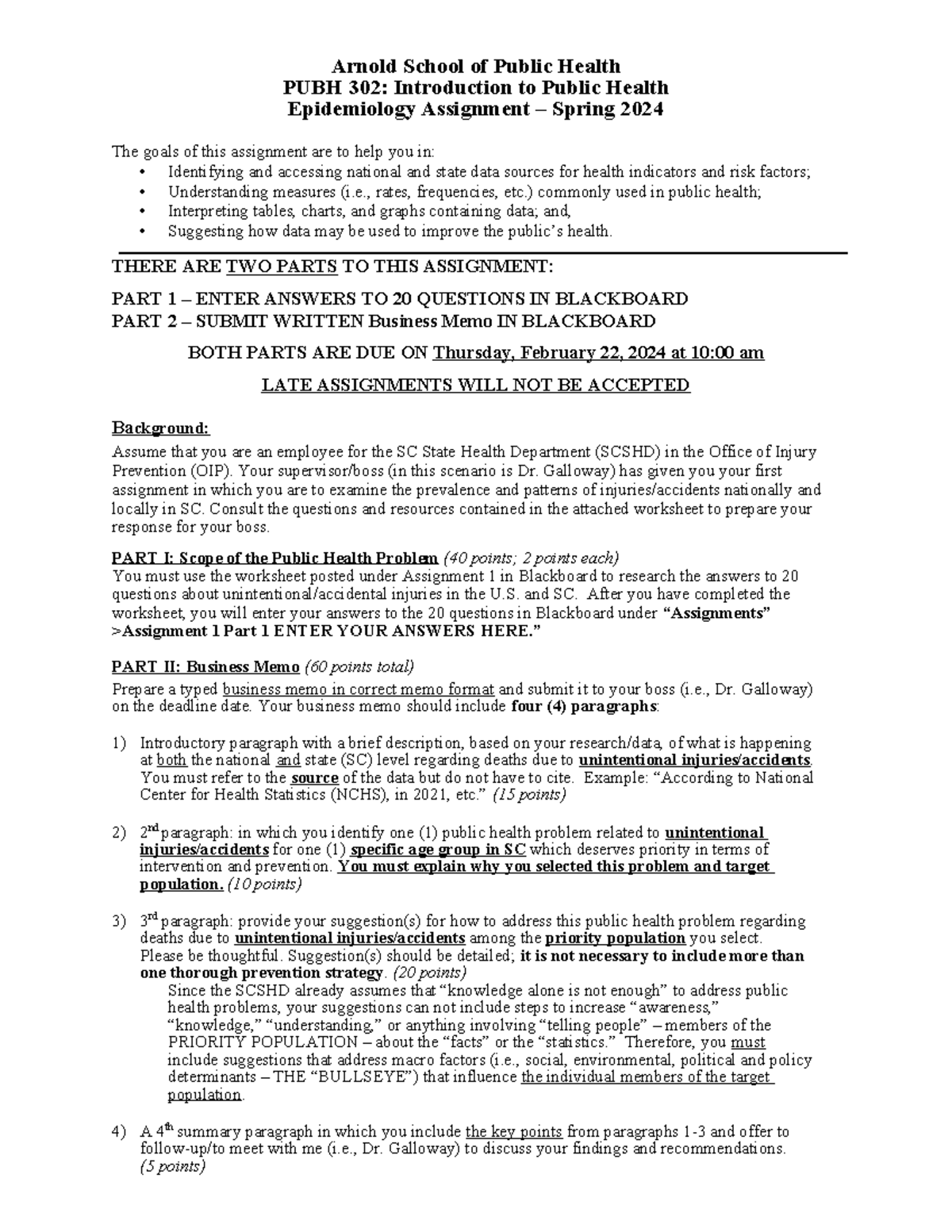 Epidassignment Instructions Spring 2024 - Arnold School of Public ...