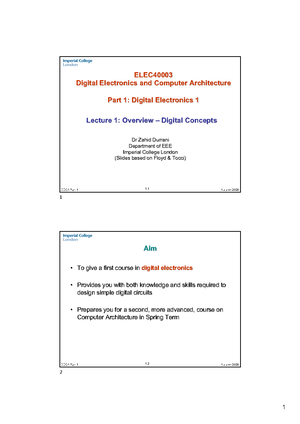 2017-2018 Lecture 3 - Verilog HDL - Part 1 - This and the next lectures are about Verilog HDL ...