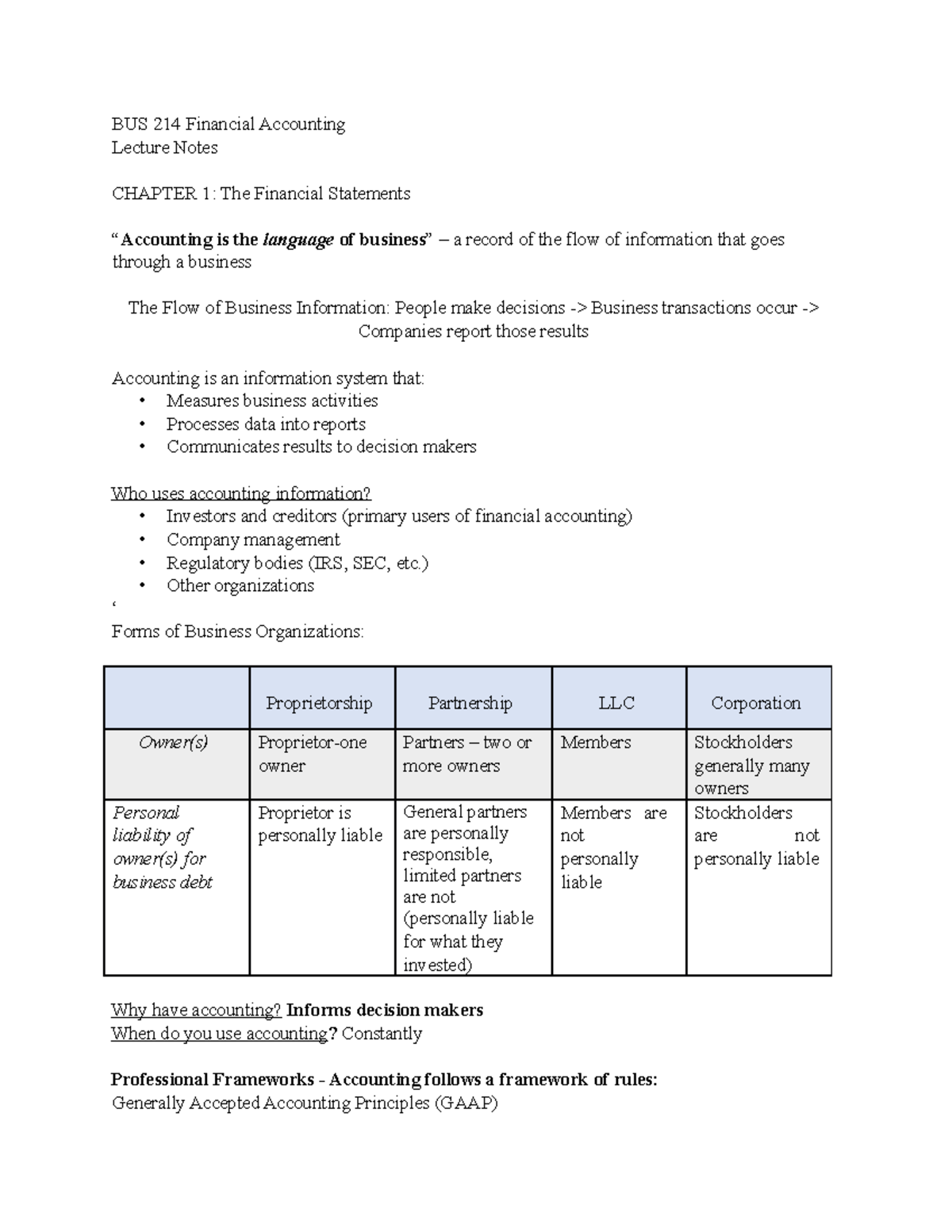 Bus214notes - bus 214 lecture notes - BUS 214 Financial Accounting ...
