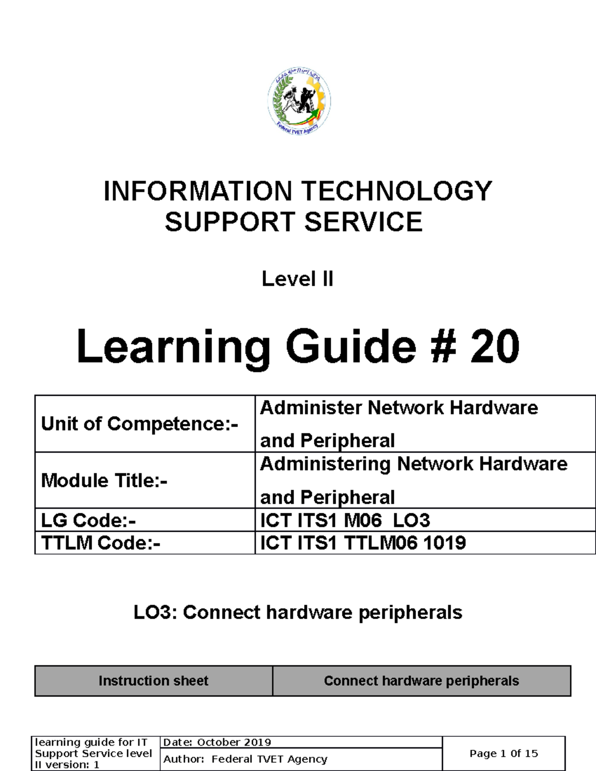 LO3 - new2 - INFORMATION TECHNOLOGY SUPPORT SERVICE Level II Learning ...