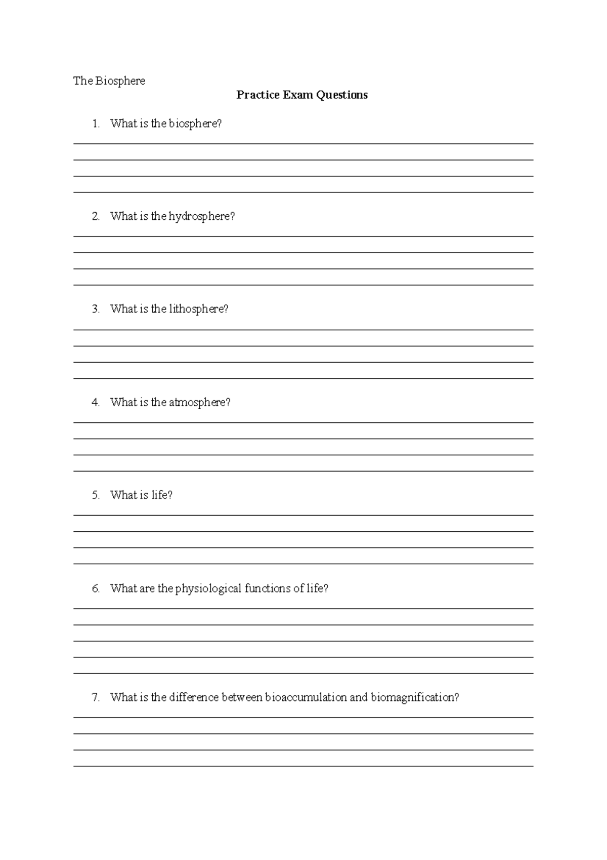Sample/practice exam 2019, questions - The Biosphere Practice Exam ...
