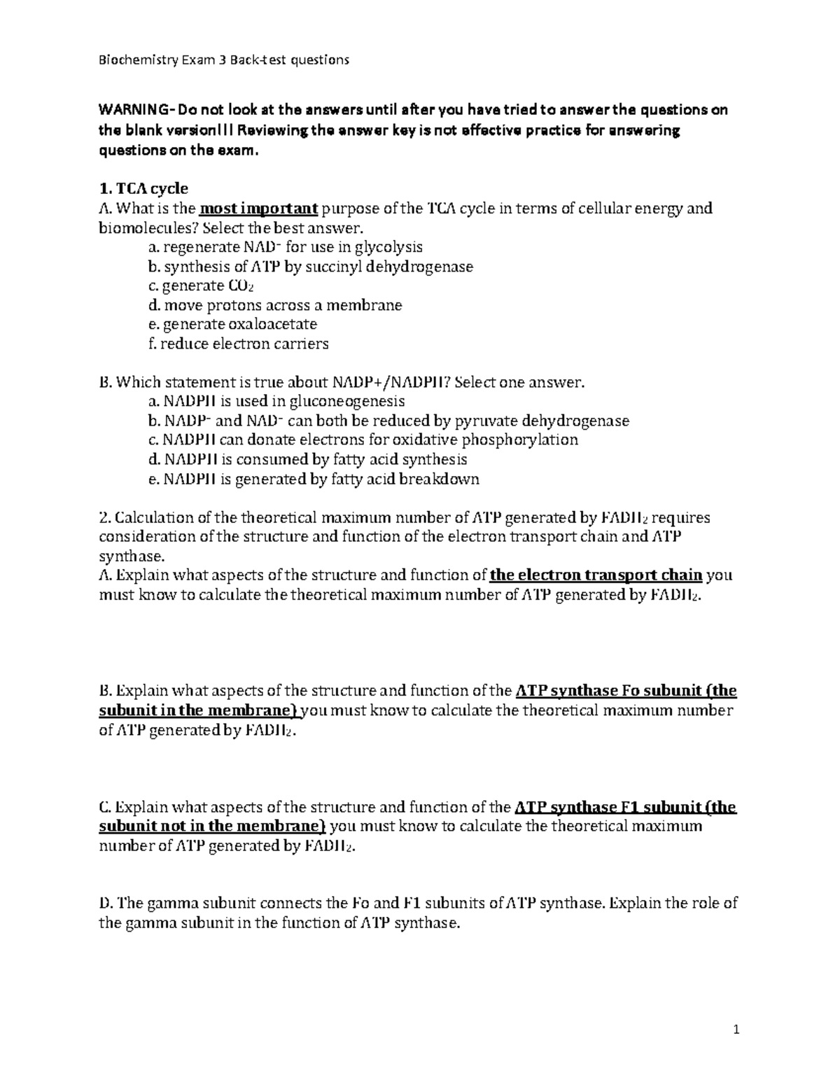 BC2024 Exam 3 Back-test Questions Blank - Biochemistry Exam 3 Back-test ...