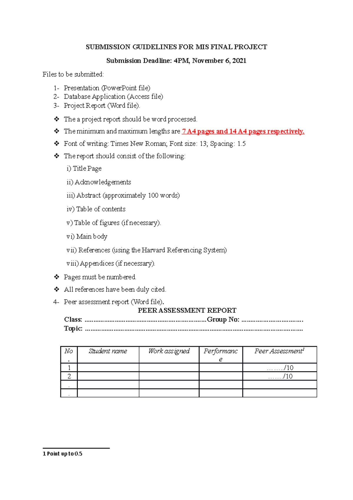 Submission Guidelines FOR MIS Final Project - SUBMISSION GUIDELINES FOR ...