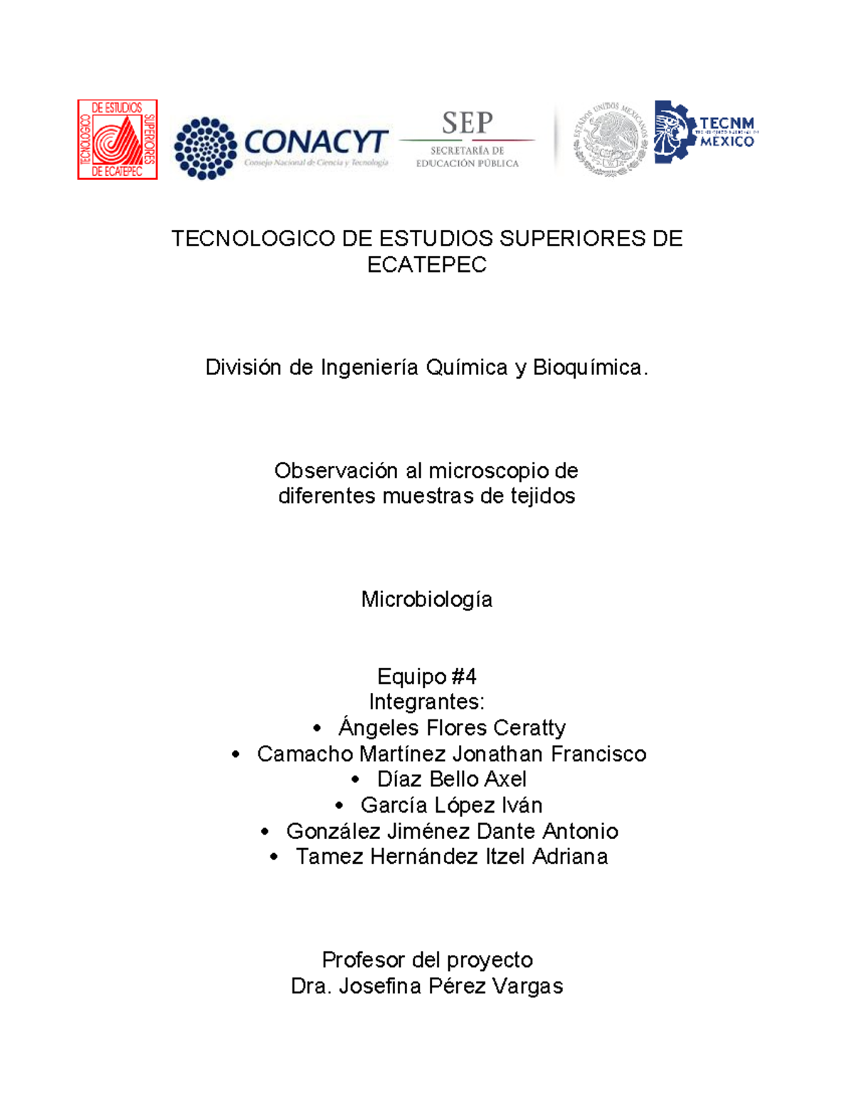 Reporte 2 Eq^N4 Micro - Practica - TECNOLOGICO DE ESTUDIOS SUPERIORES DE ECATEPEC División de ...