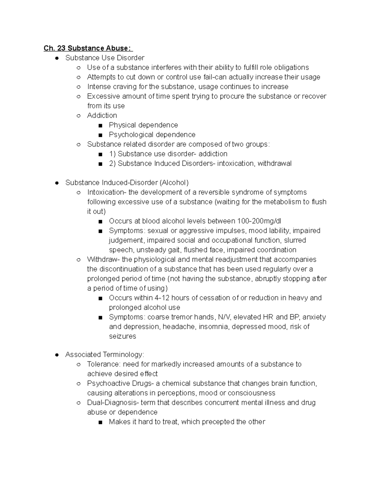 Ch. 23 Substance Abuse - Ch. 23 Substance Abuse: Substance Use Disorder ...