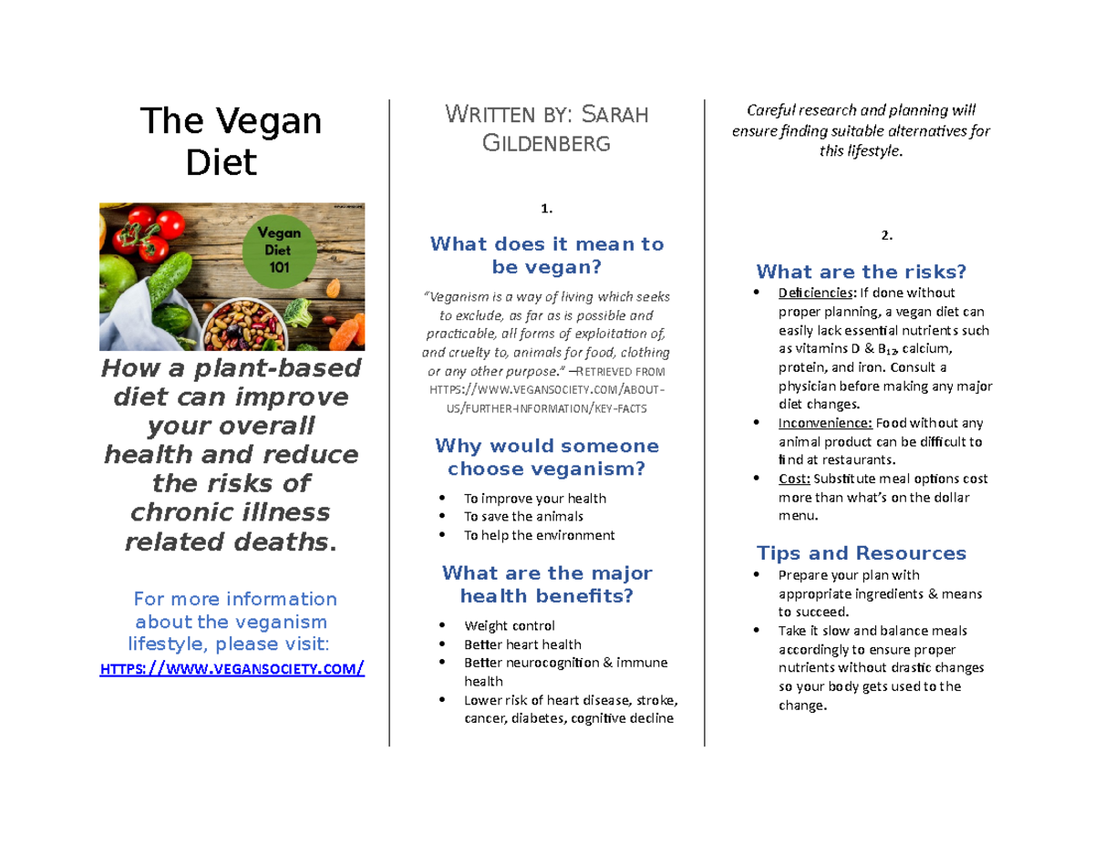 Complete Vegan Diet Brochure - The Vegan Diet How a plant-based diet ...